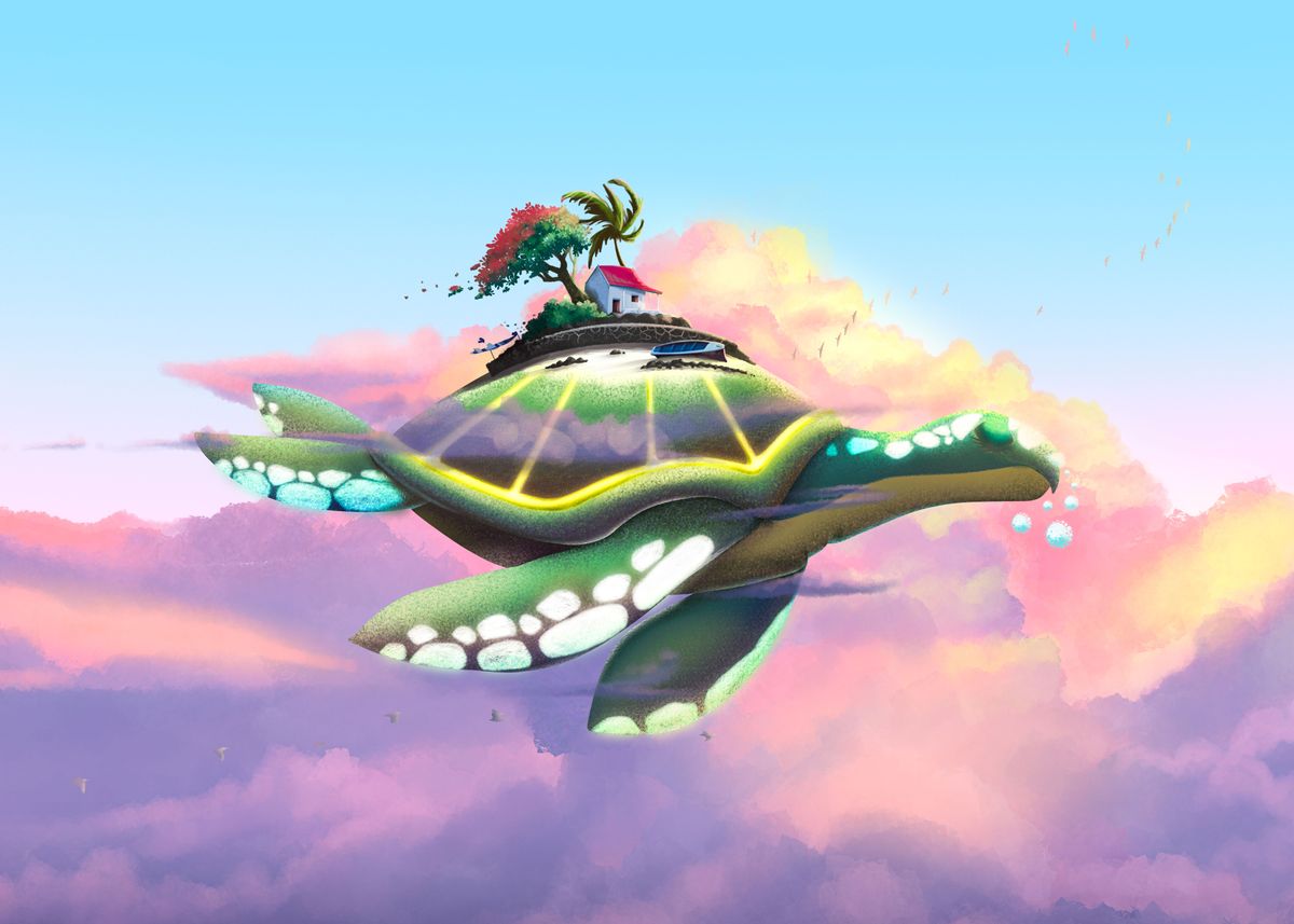 'Turtle Island' Poster, picture, metal print, paint by Fadilr R | Displate