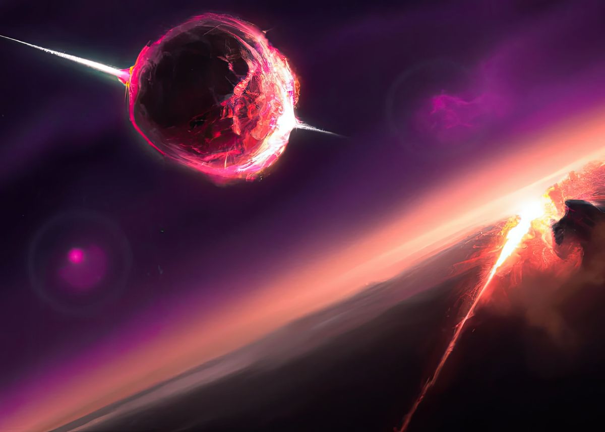 'Red Comet Impact' Poster, picture, metal print, paint by ...