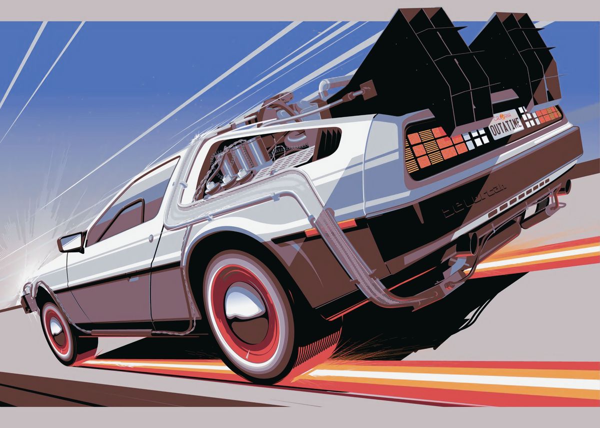 'DELOREAN' Poster, picture, metal print, paint by Wolf Einstein | Displate
