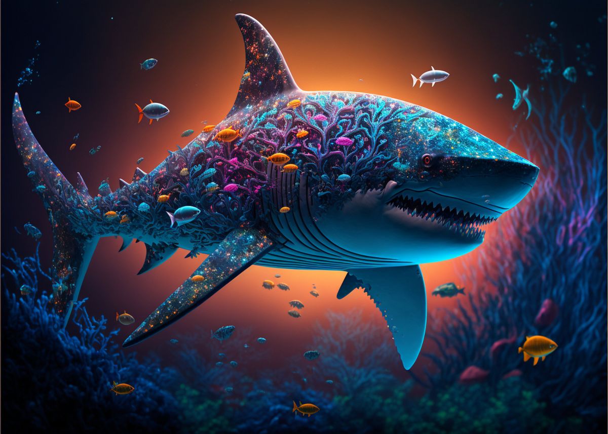 'Fantasy Shark 11' Poster, picture, metal print, paint by Zanclus ...