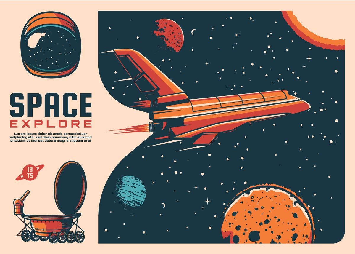 'Space Travel' Poster, picture, metal print, paint by 3am | Displate