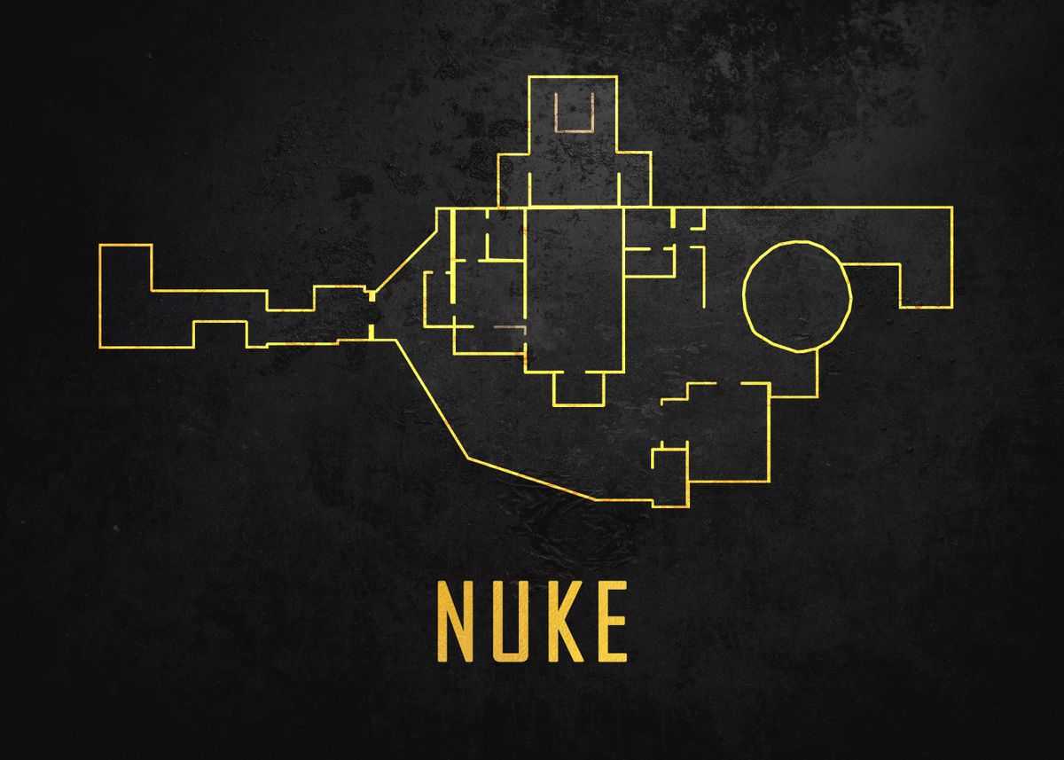 'Nuke Map Black And Gold' Poster, picture, metal print, paint by Counter-Strike | Displate