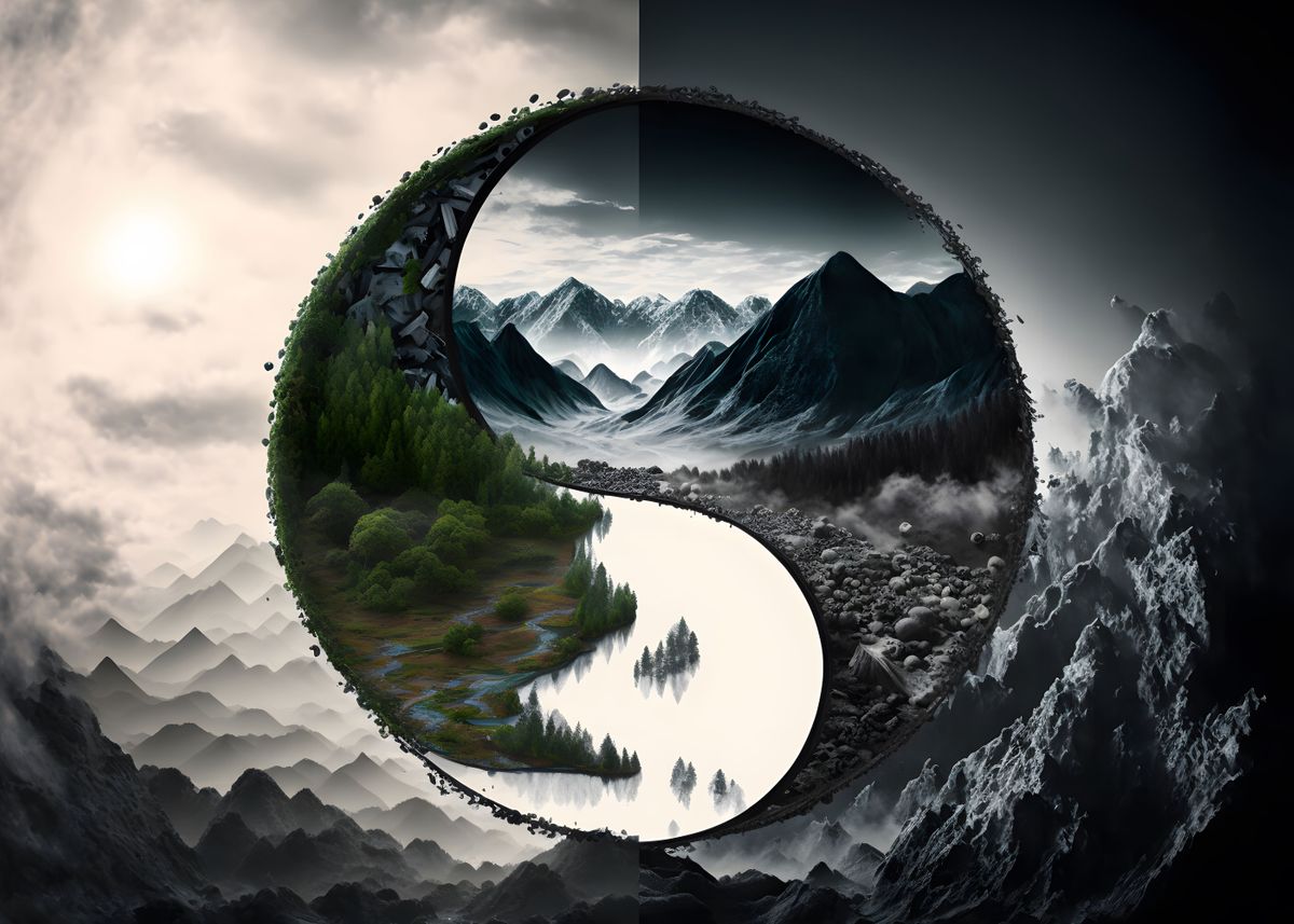 'A Yin and Yang Landscape' Poster, picture, metal print, paint by ...