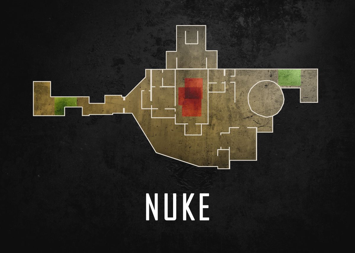 'Nuke Map Black' Poster, picture, metal print, paint by Counter-Strike ...
