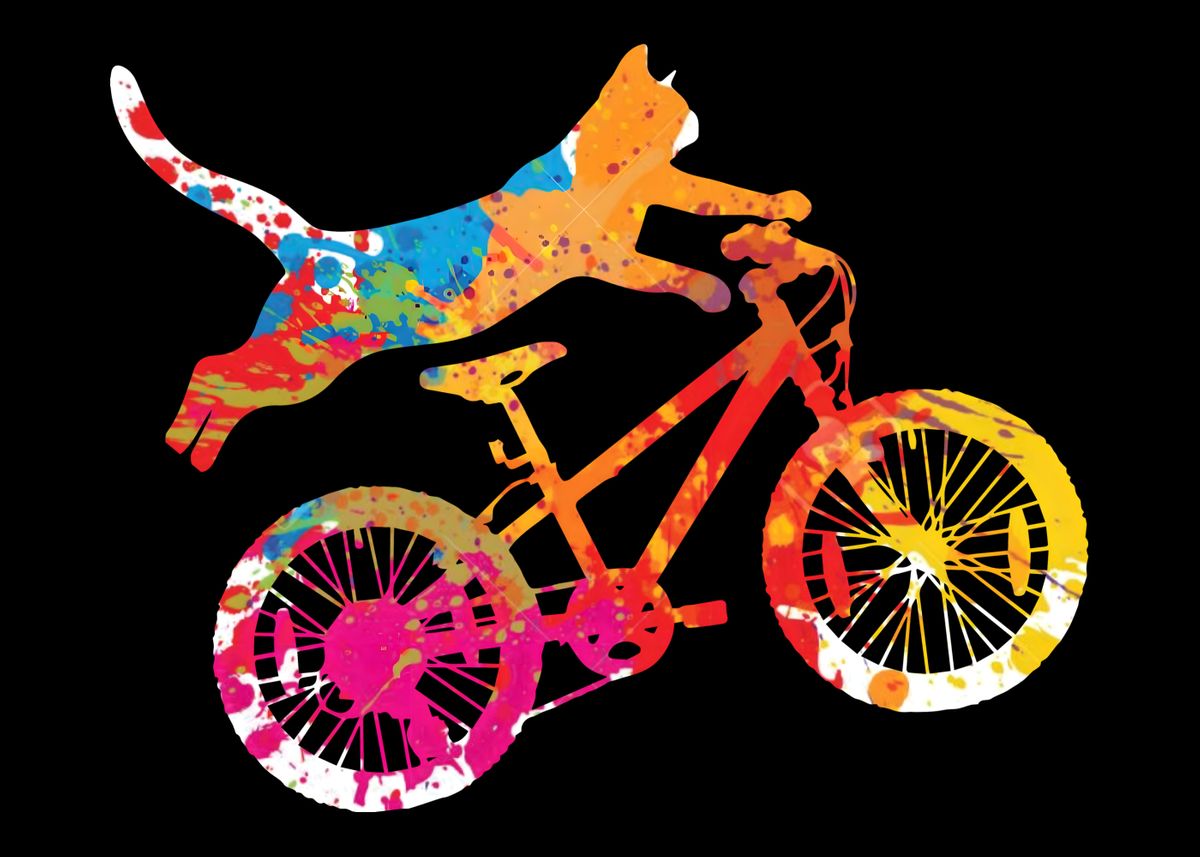 'Biker Cat' Poster, picture, metal print, paint by crbn design | Displate