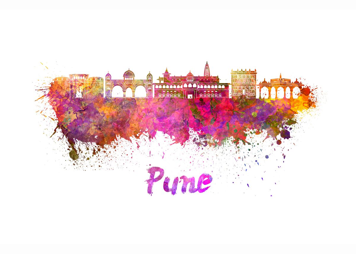'Pune skyline' Poster, picture, metal print, paint by Cristina Romero ...