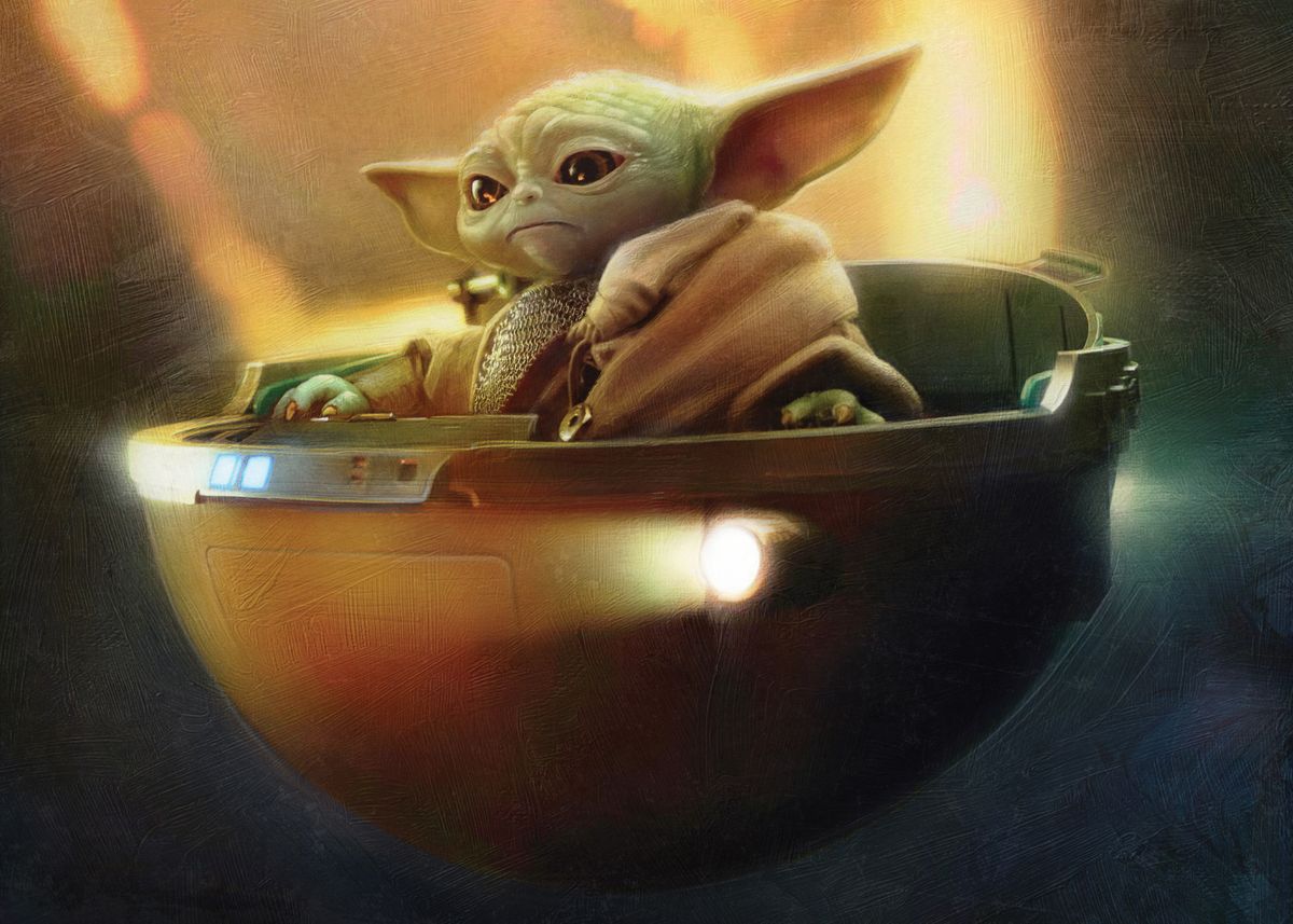 'Grogu horizontal' Poster, picture, metal print, paint by Star Wars ...