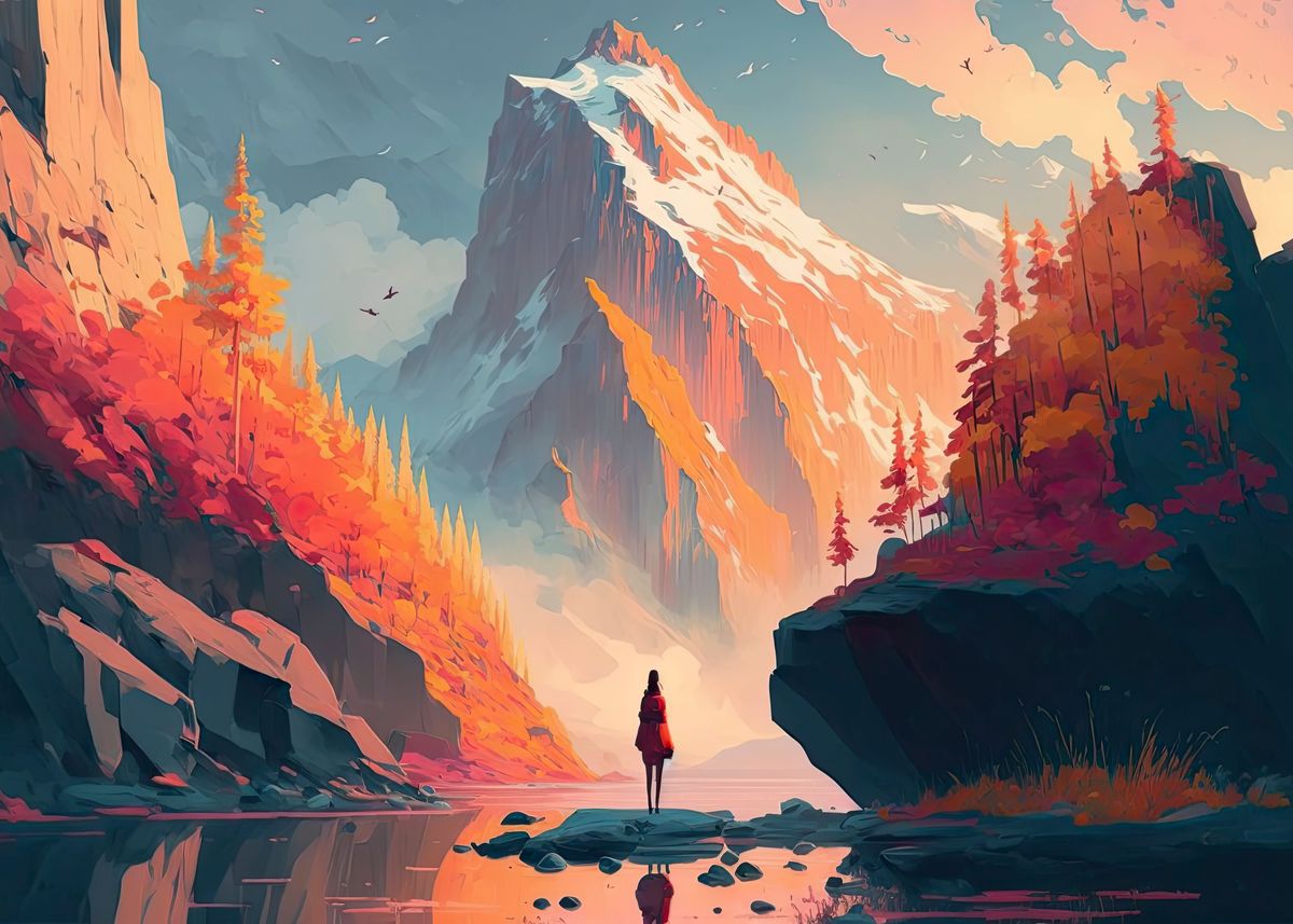 'Majestic Mountain 03' Poster, picture, metal print, paint by KyzArt ...