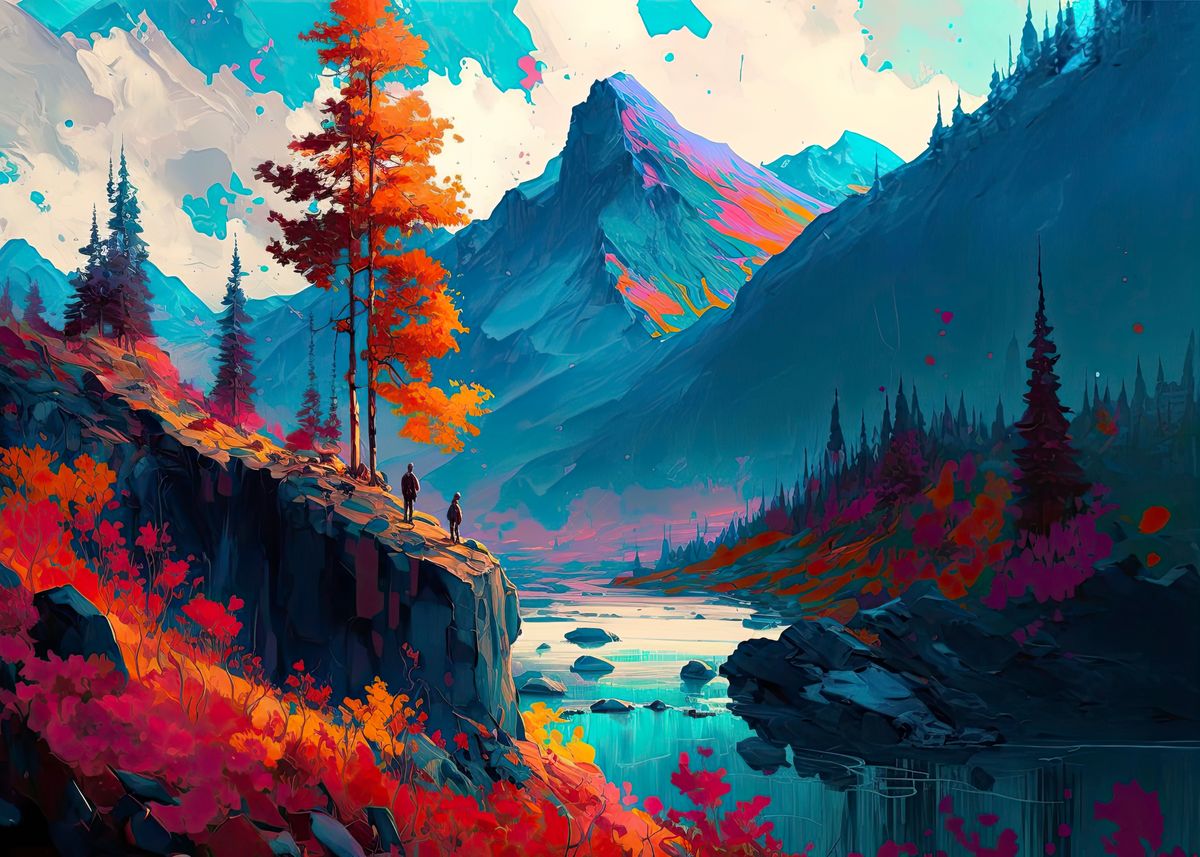 'Majestic Mountain 08' Poster, picture, metal print, paint by KyzArt ...