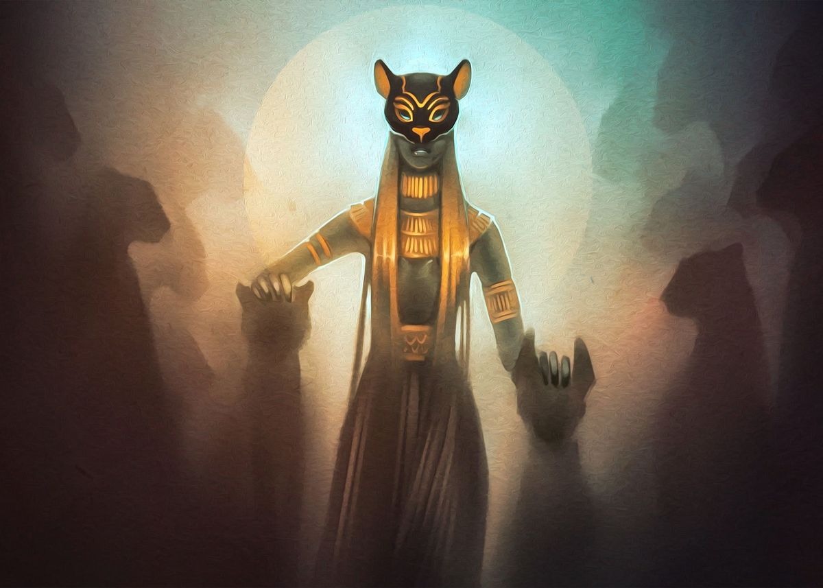 'Bastet' Poster, picture, metal print, paint by Finnick | Displate