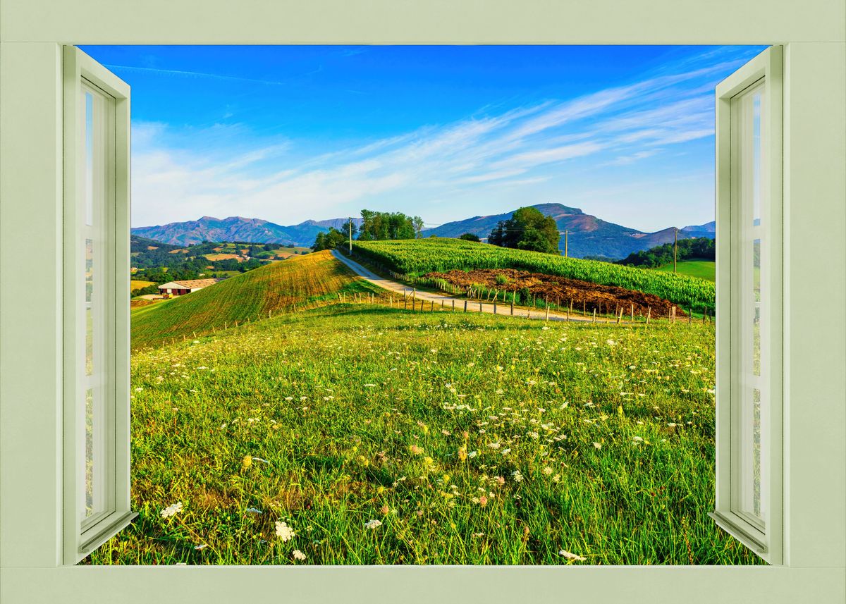 'Open window landscape' Poster, picture, metal print, paint by Vicen ...