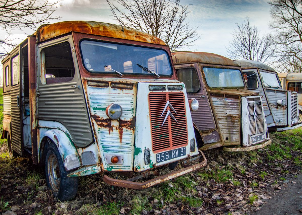 'Dull old rusty vans' Poster, picture, metal print, paint by Nicolas ...