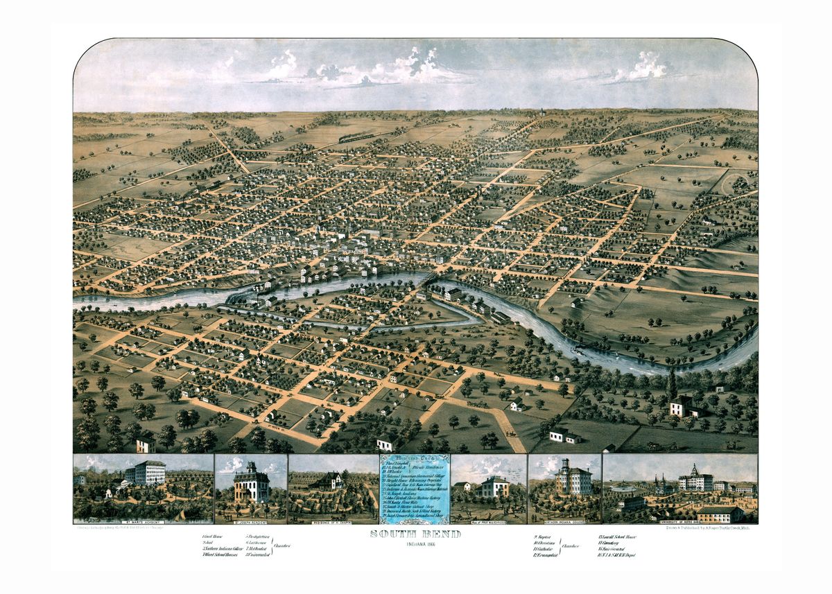 'old indiana map' Poster, picture, metal print, paint by Cristina ...