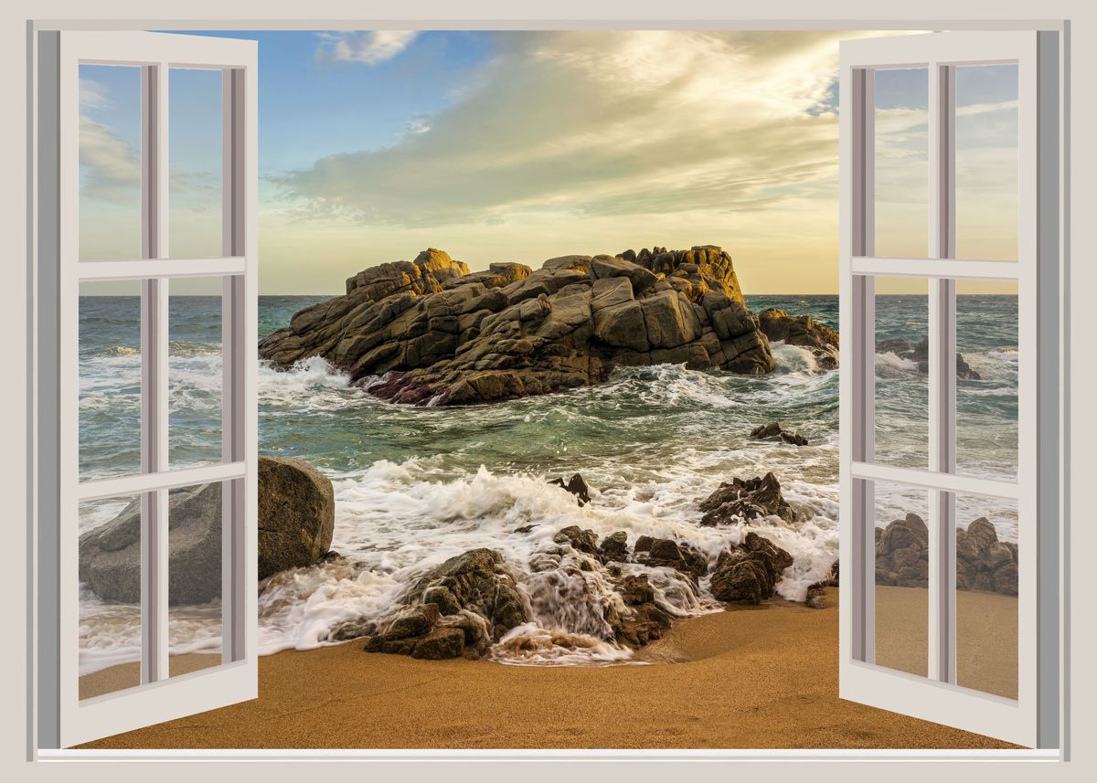 'Window view sea landscape' Poster, picture, metal print, paint by ...