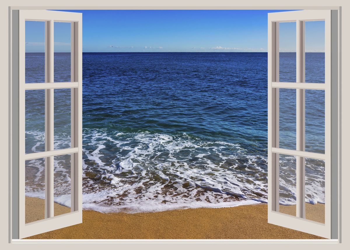 'Window view sea landscape' Poster, picture, metal print, paint by ...