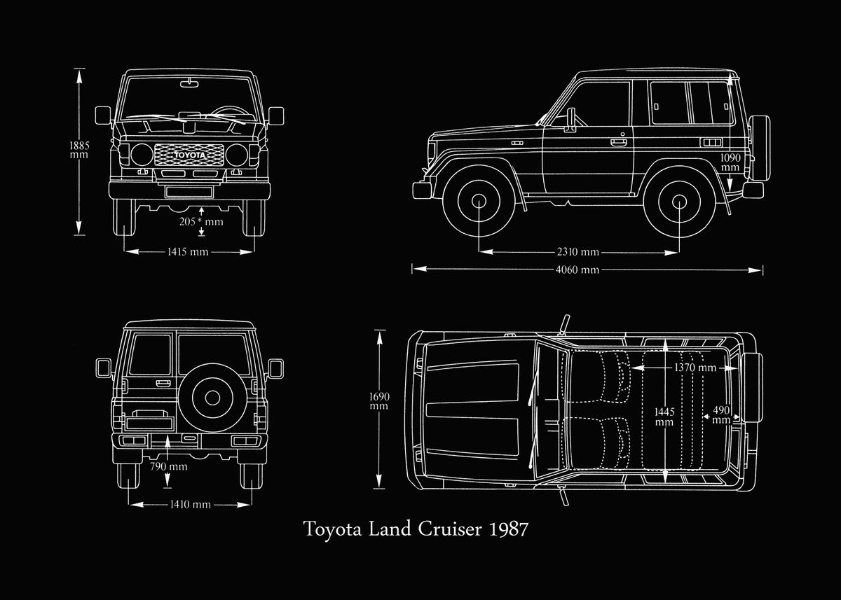 'Toyota Land Cruiser 1987' Poster, picture, metal print, paint by ke ke ...