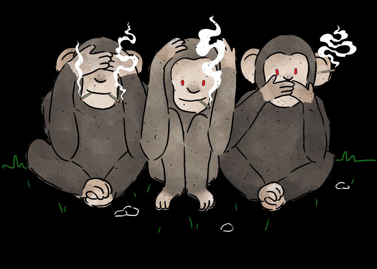 '3 smoking monkeys' Poster, picture, metal print, paint by Chris Feil ...