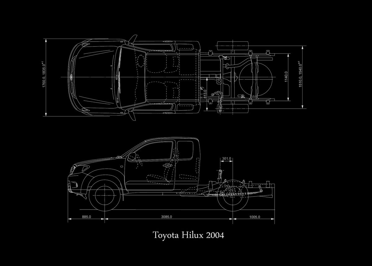 'Toyota Hilux 2004' Poster, picture, metal print, paint by ke ke | Displate