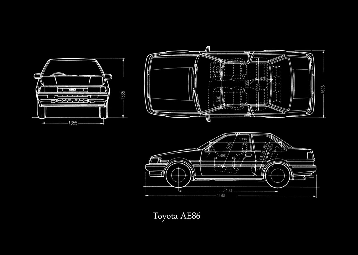 'Toyota AE86' Poster, picture, metal print, paint by ke ke | Displate