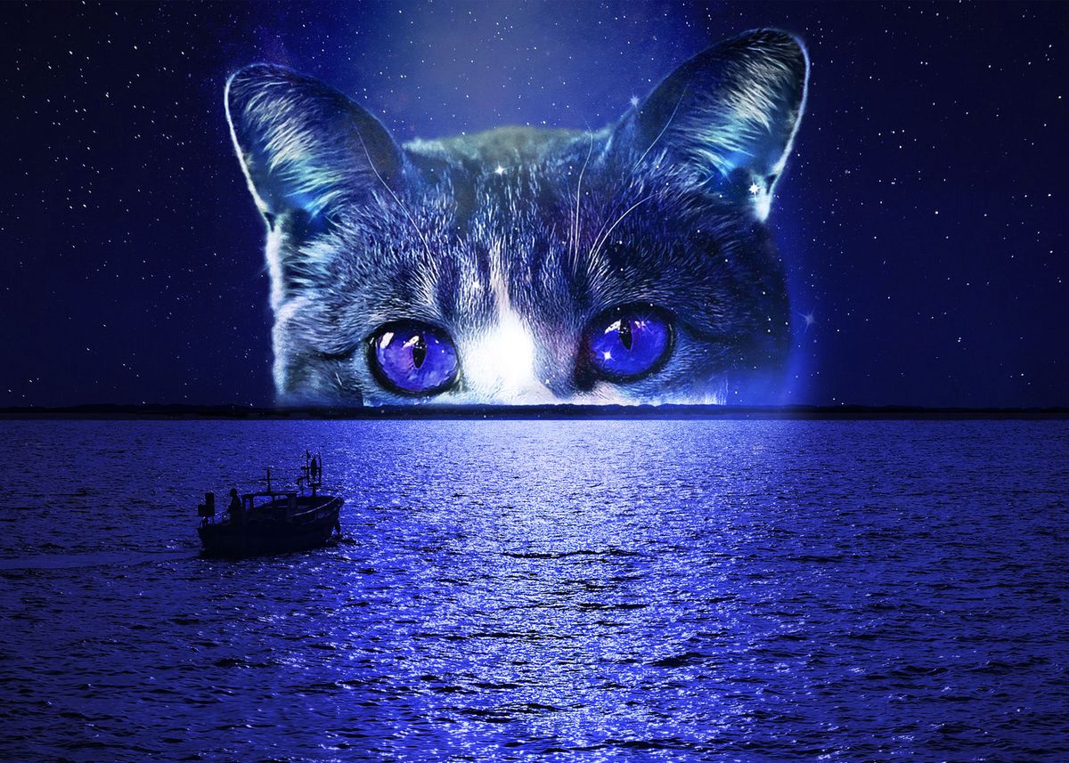 'The Blue Sea Cat ' Poster by MONLart | Displate