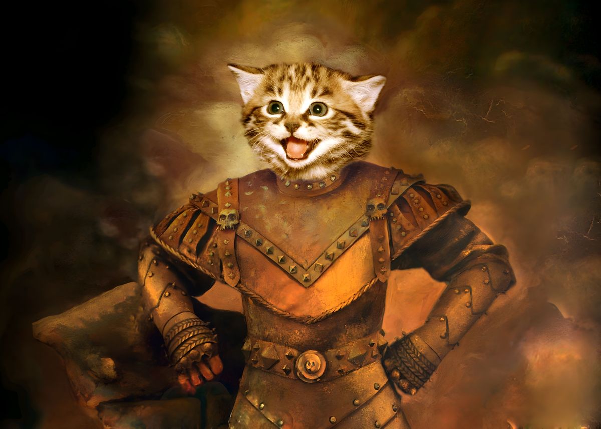 'cat super hero funny' Poster, picture, metal print, paint by Dark ...