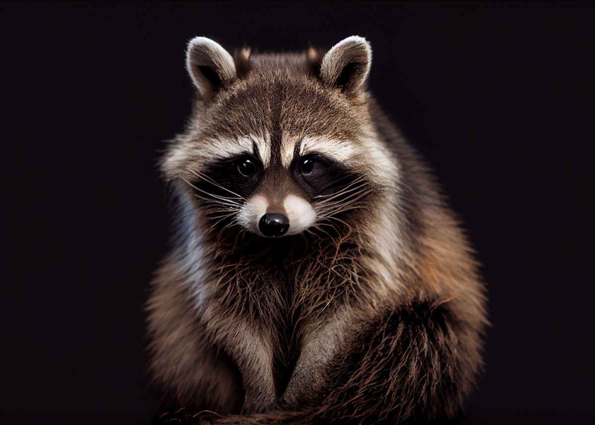 'sitting raccoon' Poster, picture, metal print, paint by FotoRichter ...