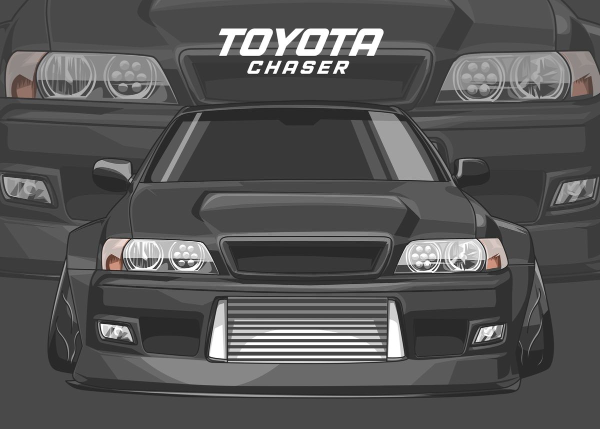 'TOYOTA CHASER JZX100 BLACK' Poster, picture, metal print, paint by ...