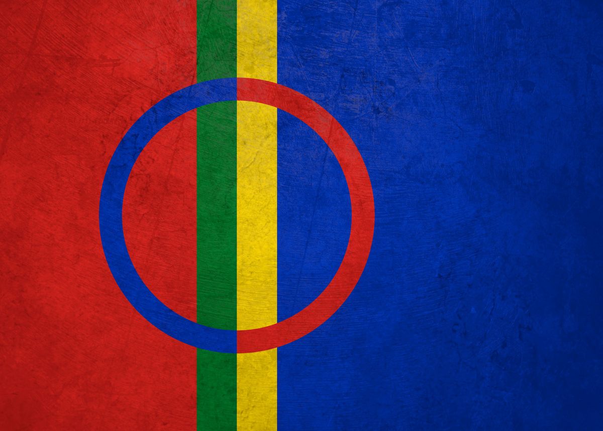 'Flag of Sami on Wall' Poster, picture, metal print, paint by Angelos ...