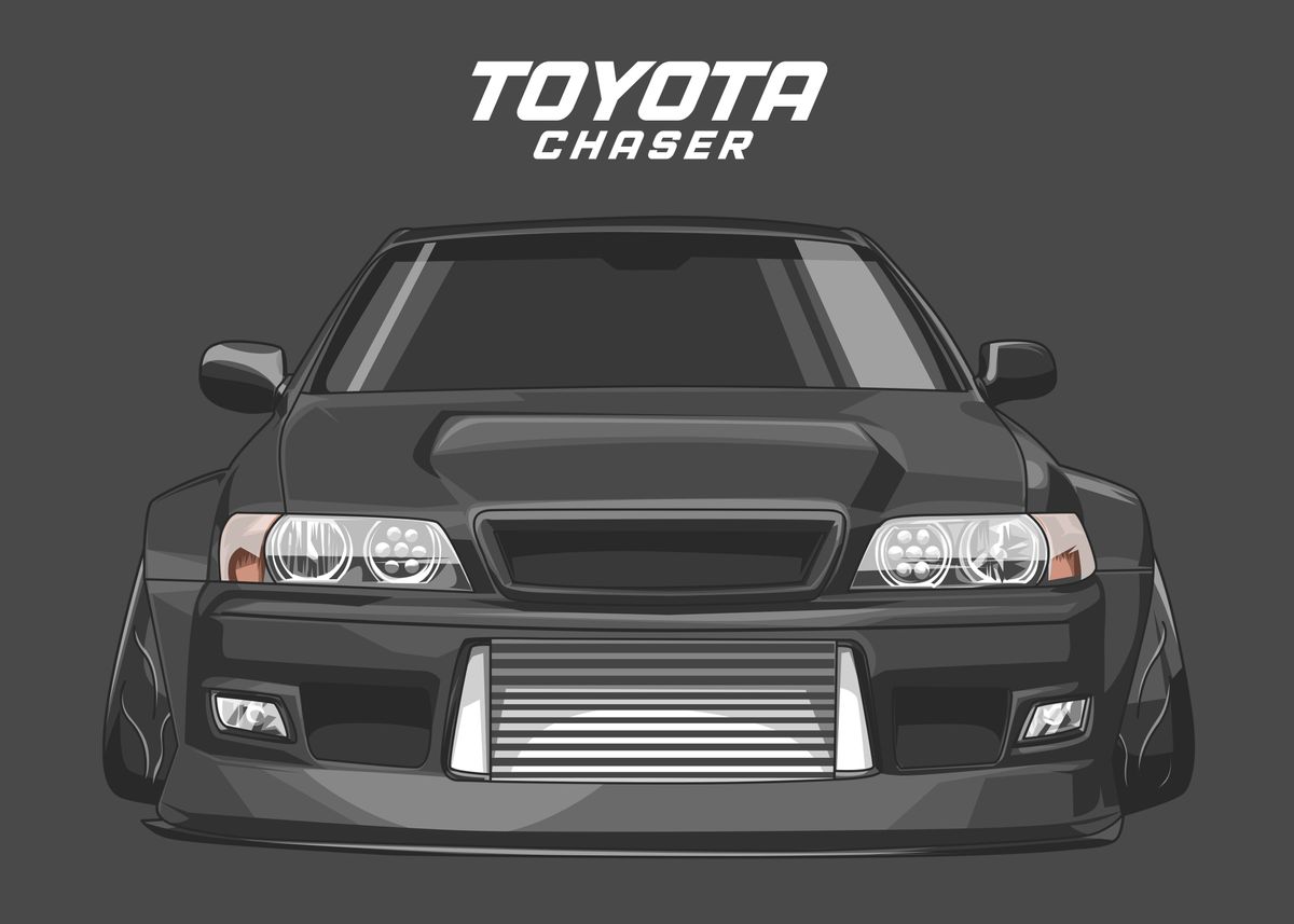 'TOYOTA CHASER JZX100 BLACK' Poster, picture, metal print, paint by ...