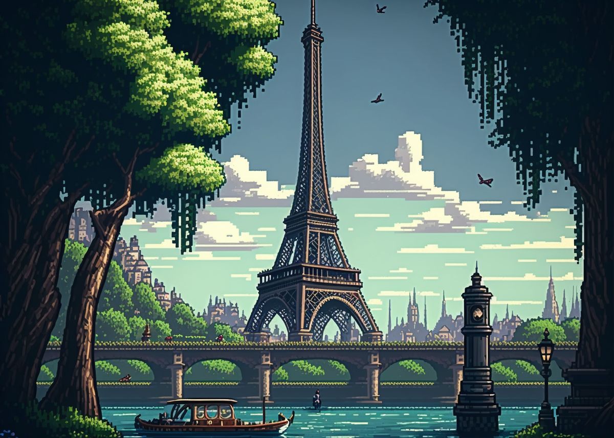 'Paris pixel art 02' Poster, picture, metal print, paint by ...