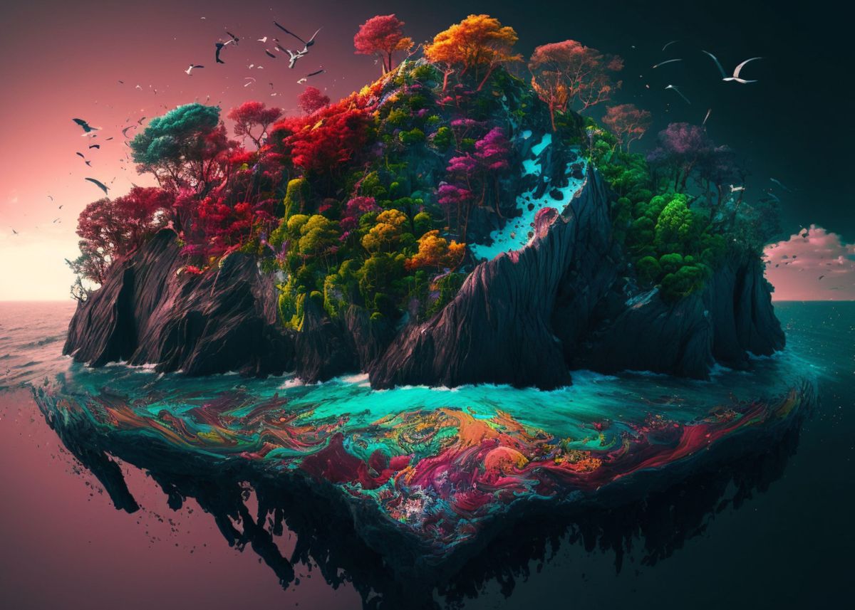 'flat earth' Poster, picture, metal print, paint by Marcin Trochimiak ...