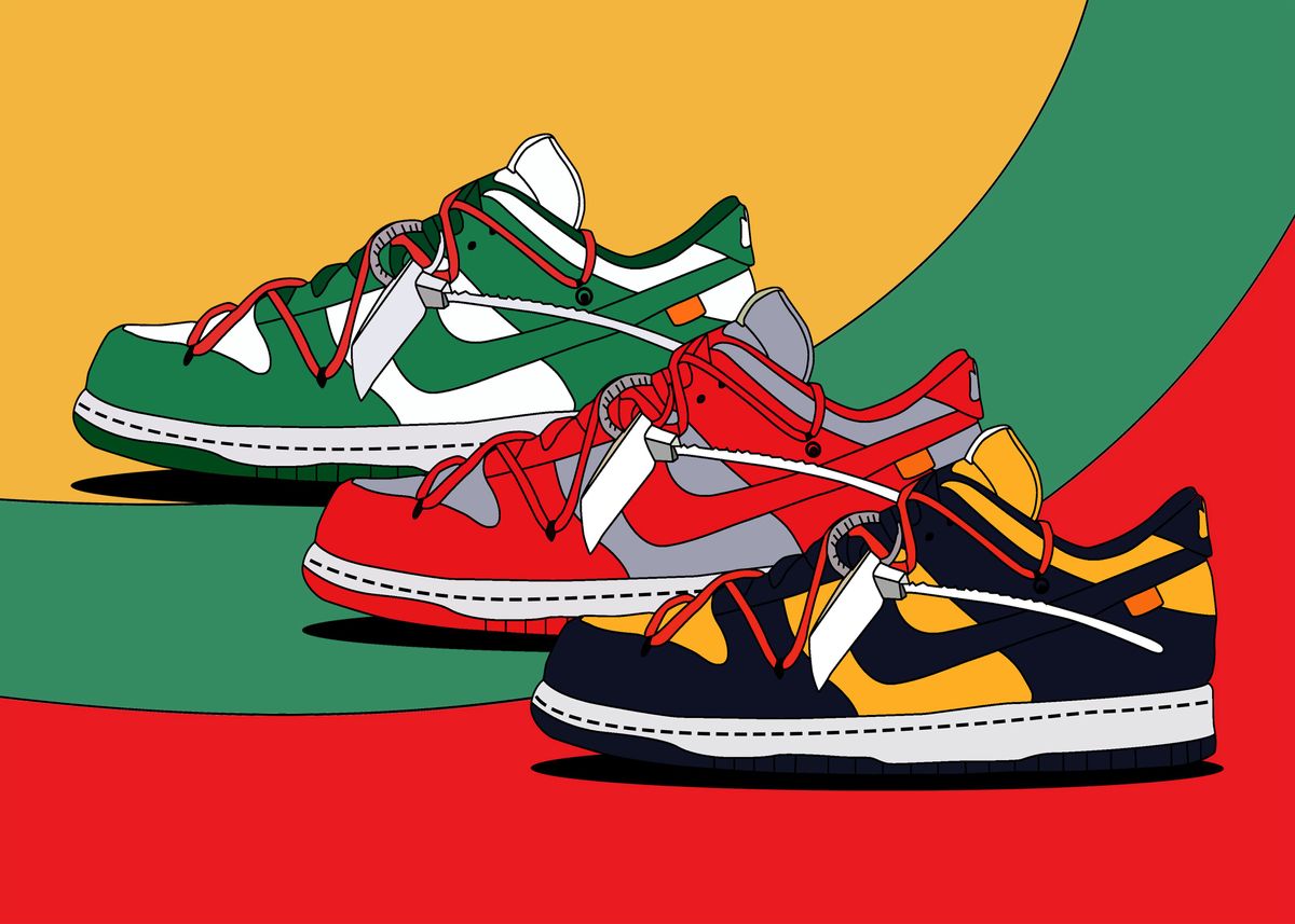 'three solid colors shoe' Poster, picture, metal print, paint by Indra ...