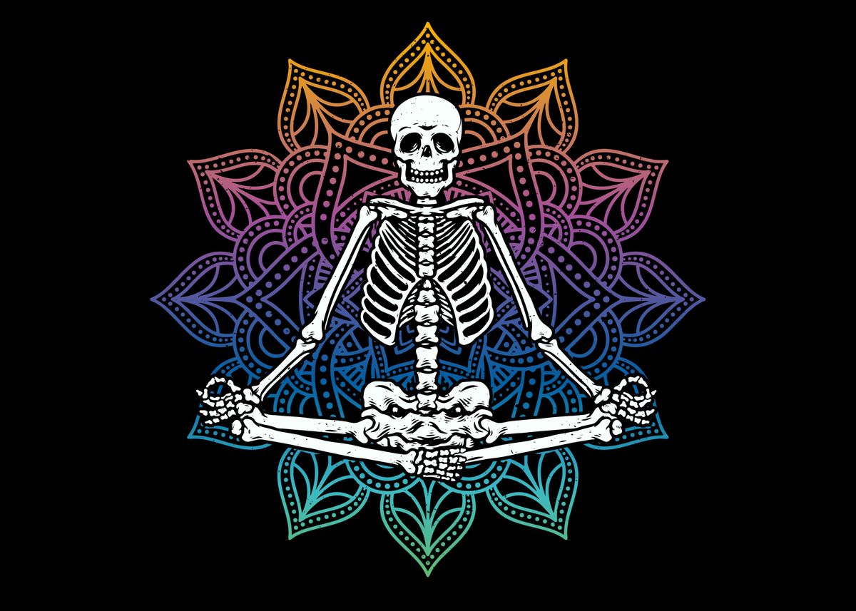 'Yoga Meditation Skeleton ' Poster by Chris Feil | Displate