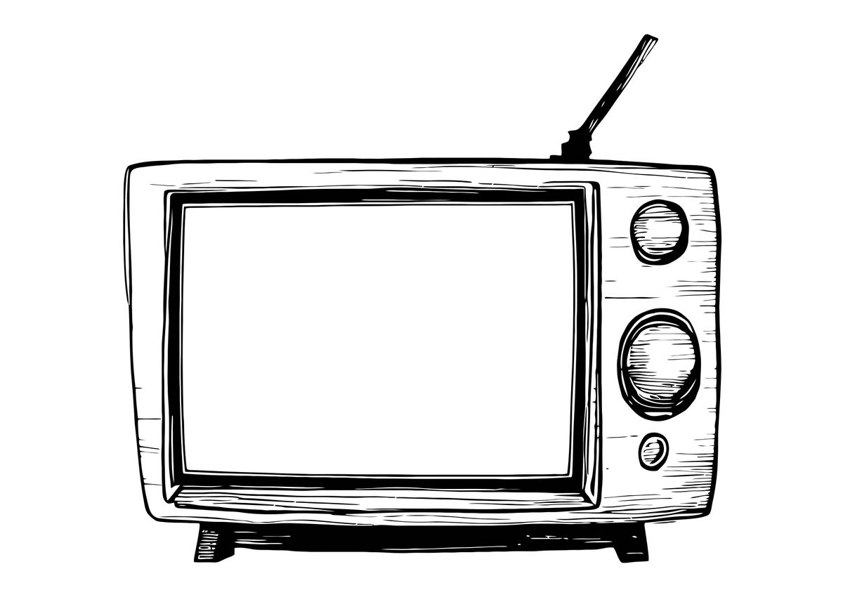 'TV drawing bw charming' Poster, picture, metal print, paint by ...