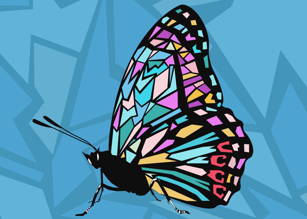 'Badass Mosaic Butterfly' Poster, picture, metal print, paint by Anna ...