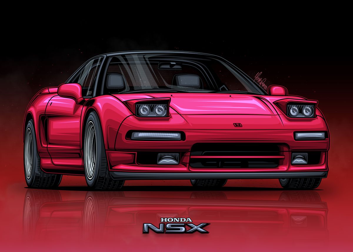 'Honda NSX Type S Red' Poster, picture, metal print, paint by Mário ...