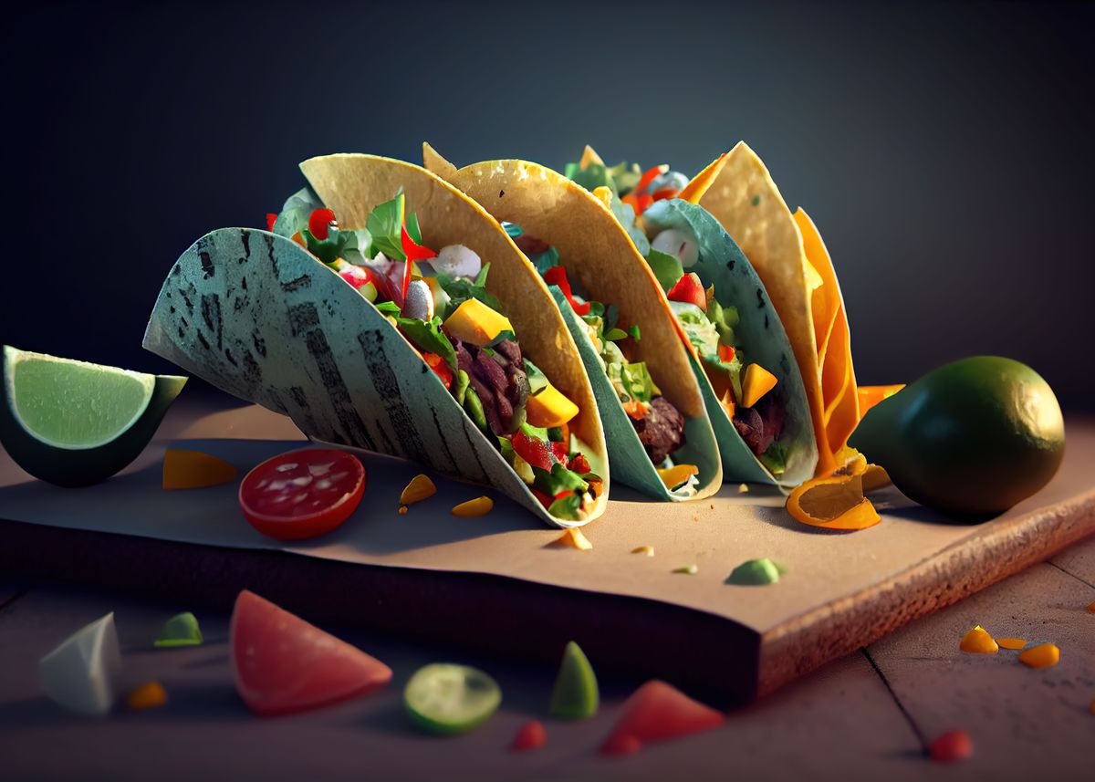 'Tacos Delicious Food' Poster, picture, metal print, paint by Wpap ...