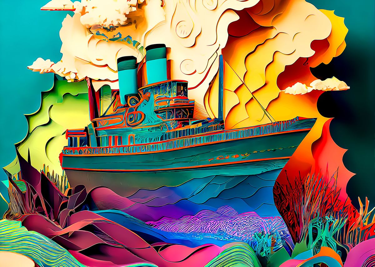 'Abstract Ship' Poster, picture, metal print, paint by Hall Falcon ...