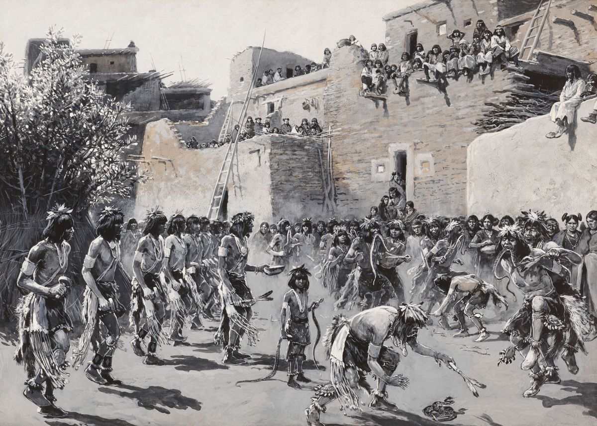 'Indians Performing Rituals' Poster, picture, metal print, paint by ...