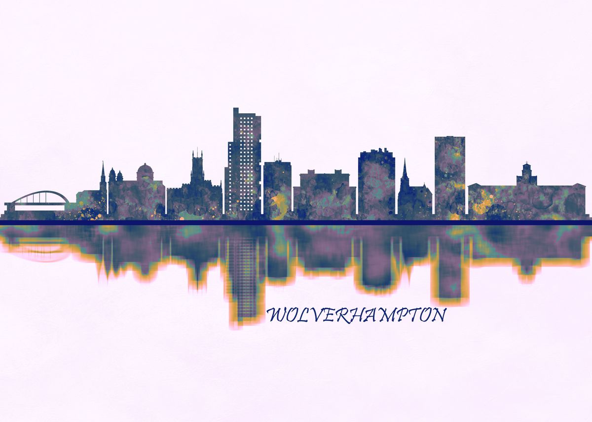 'Wolverhampton Skyline' Poster, picture, metal print, paint by Towseef ...