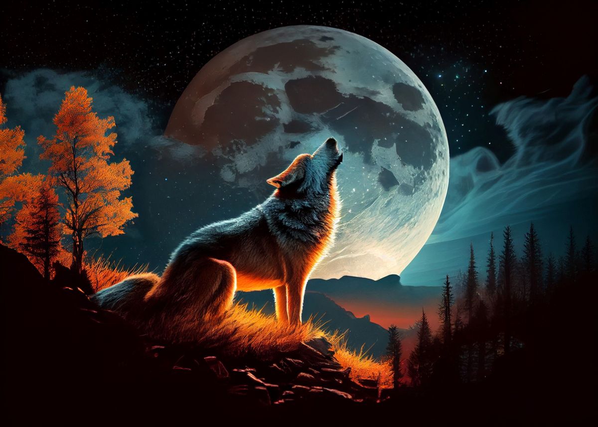 'Wolf howling' Poster, picture, metal print, paint by Below Horizon ...