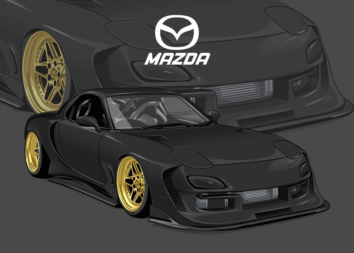 'mazda rx 7 ' Poster, picture, metal print, paint by capture art | Displate