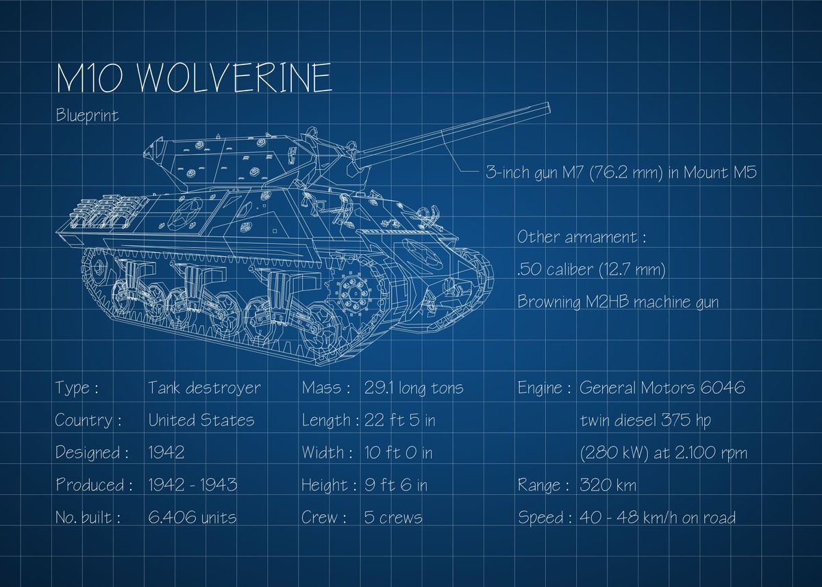 'M10 GMC Wolverine' Poster, picture, metal print, paint by Lintang ...