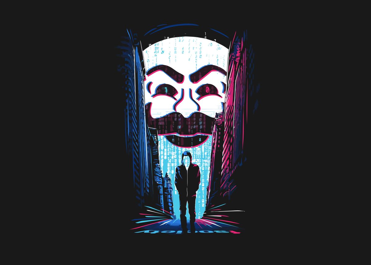 'Dark Hacker Man' Poster, picture, metal print, paint by Finnick | Displate