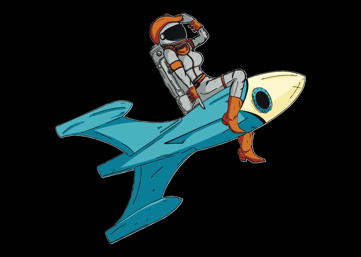 'Rodeo Cowgirl Astronaut' Poster, picture, metal print, paint by ...