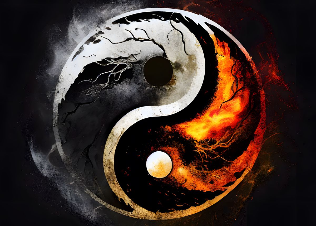'Yin and Yang Fire ' Poster, picture, metal print, paint by Alex Romiro ...