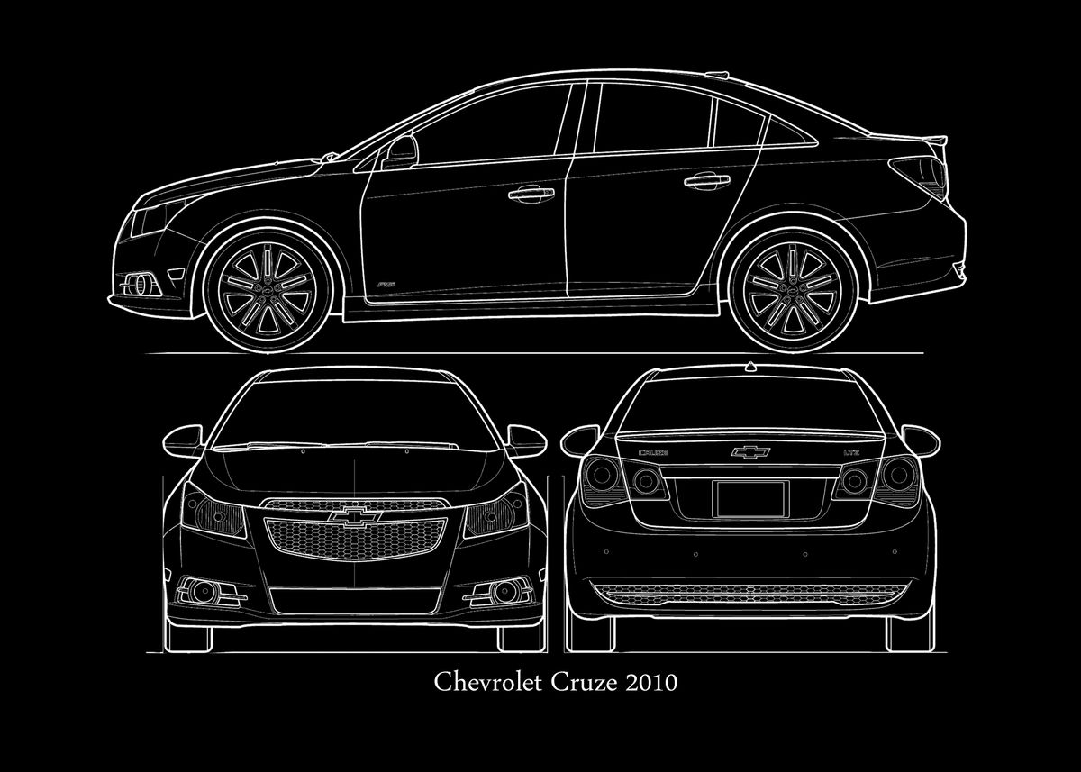 'Chevrolet Cruze 2010' Poster, picture, metal print, paint by ke ke ...