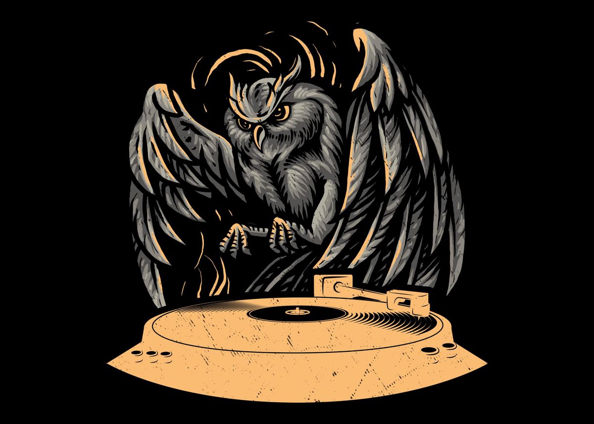'Turntable Owl DJ Retro' Poster by professionaldesigns | Displate