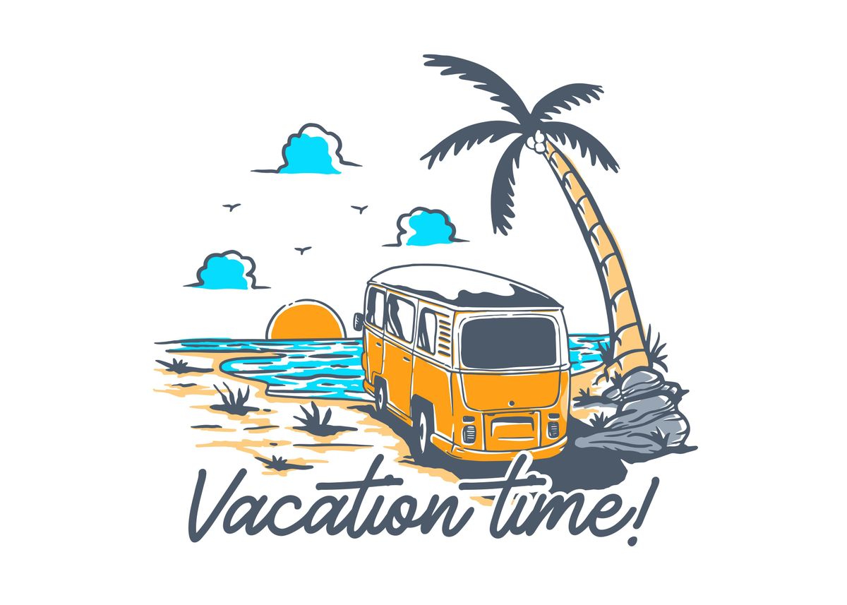 ' Vacation Time' Poster, picture, metal print, paint by Mangustudio ...