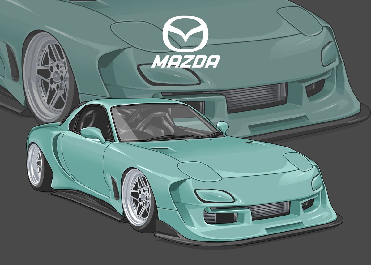 'mazda rx 7 mint' Poster by capture art | Displate